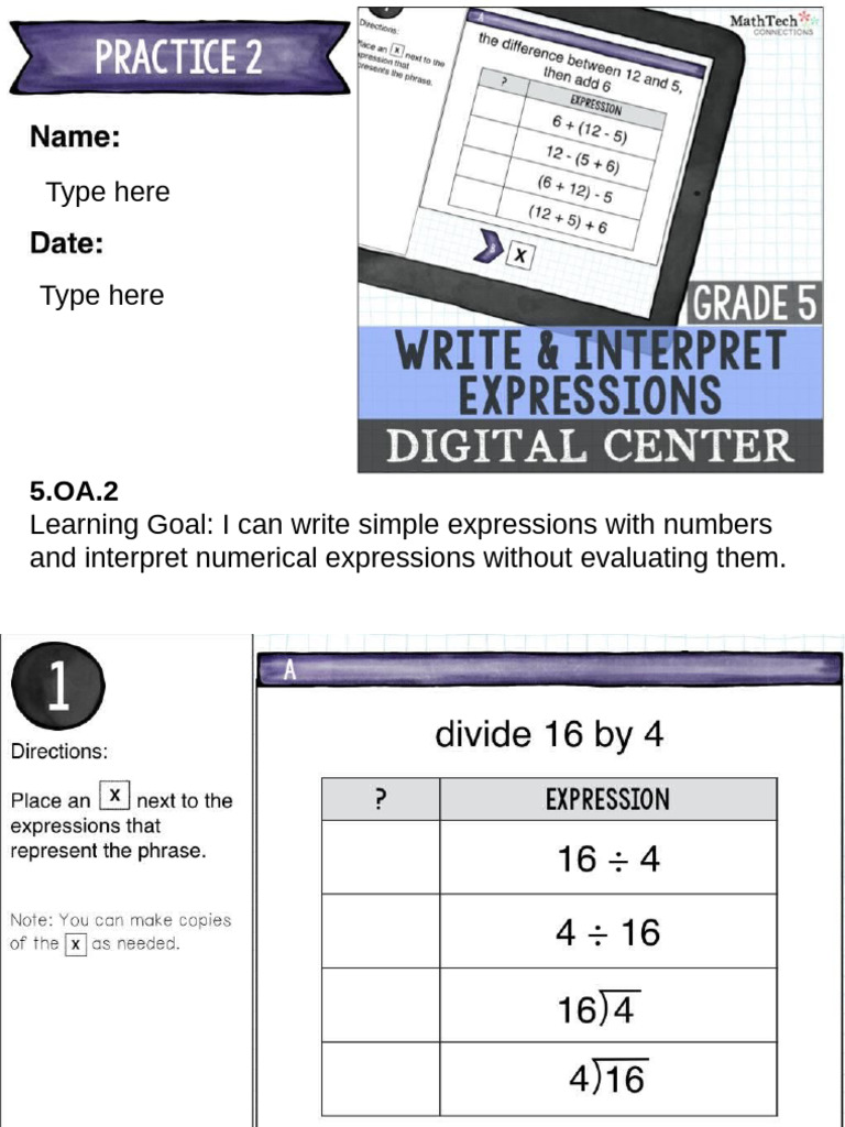 Maximus Fields - Write & Interpret Expressions | PDF