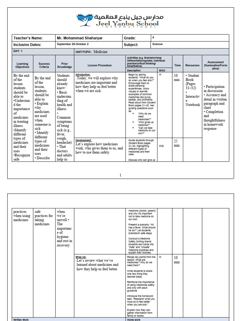 Grade 4 Lesson Plan-Week 5 | PDF