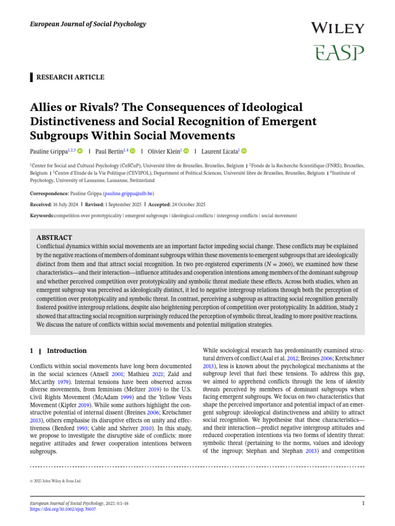 Ideological Conflicts in Social Movements | PDF | Attitude (Psychology ...
