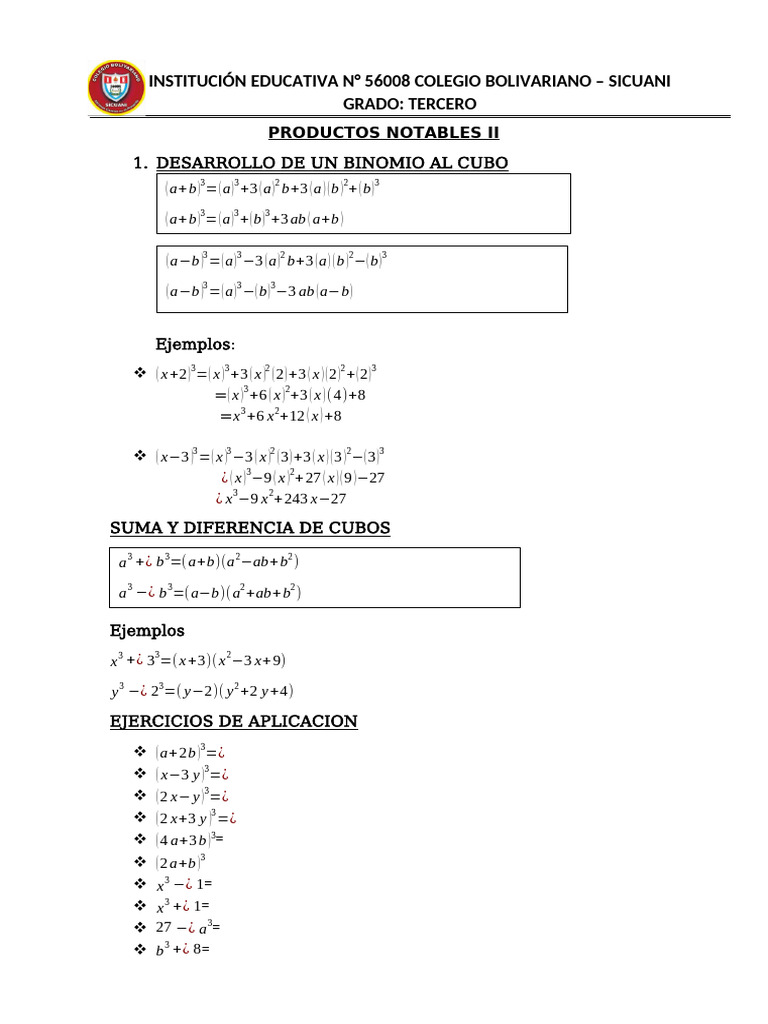 Productos Notables I1 | PDF