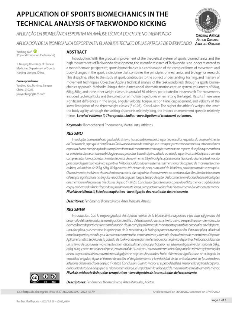 Application of Sports Biomechanics in The Technica | PDF | Anatomical ...