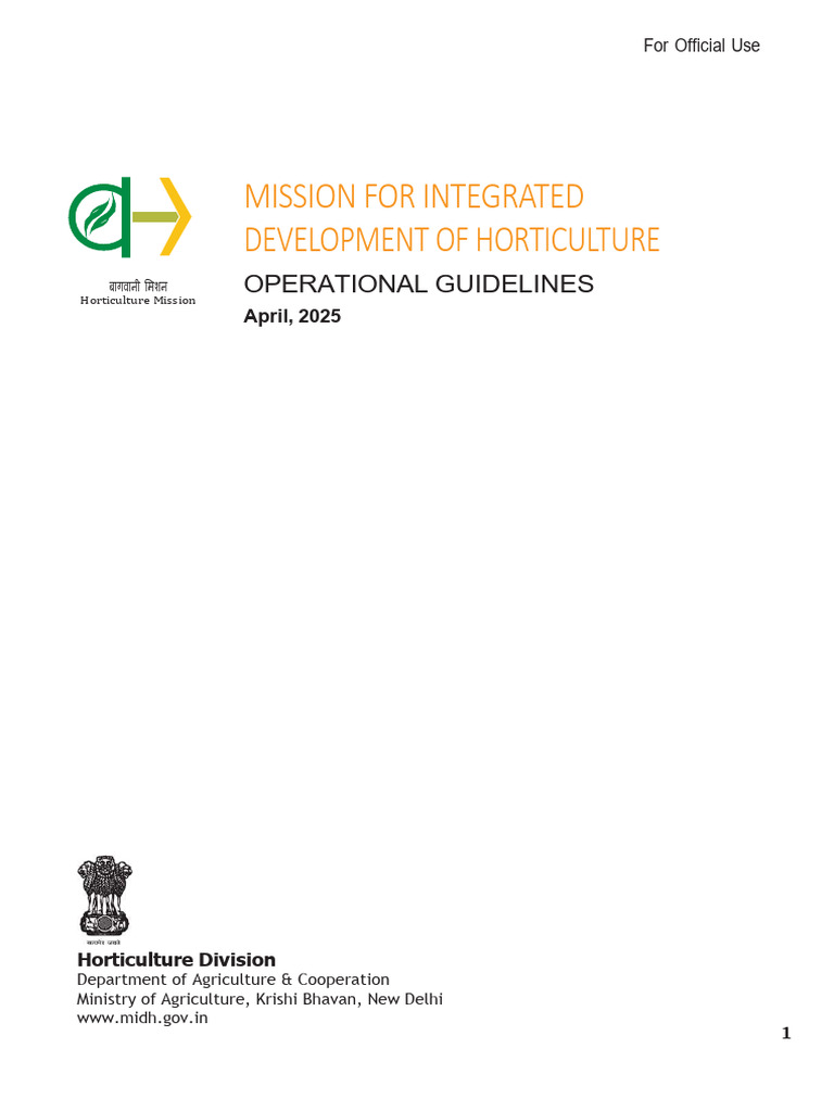 Final MIDH Operational Guidelines 2025 | PDF | Plant Nursery | Horticulture