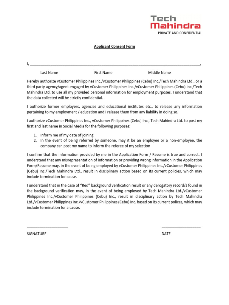 Background Verification Consent Form | PDF