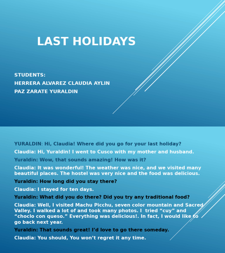 Last Holidays Conversation 1 | PDF