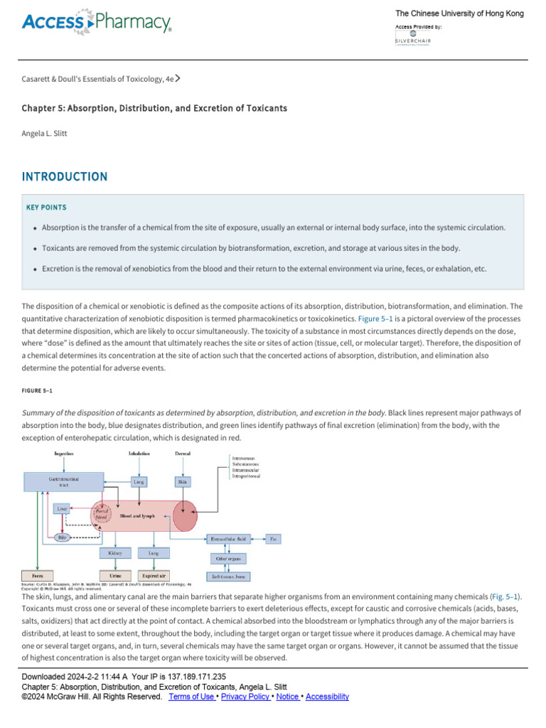 Toxicant Absorption and Excretion Explained | PDF | Acid Dissociation ...