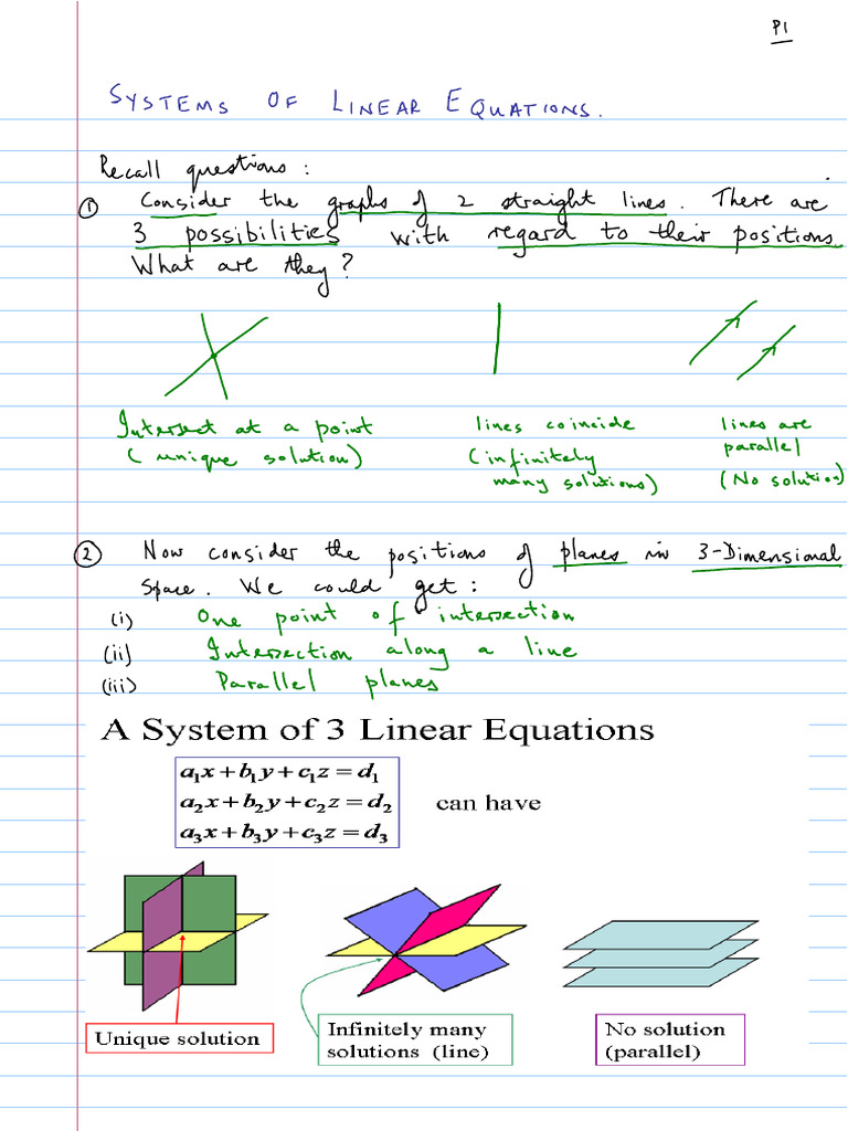 02 Systems of LINEAR Equations | PDF