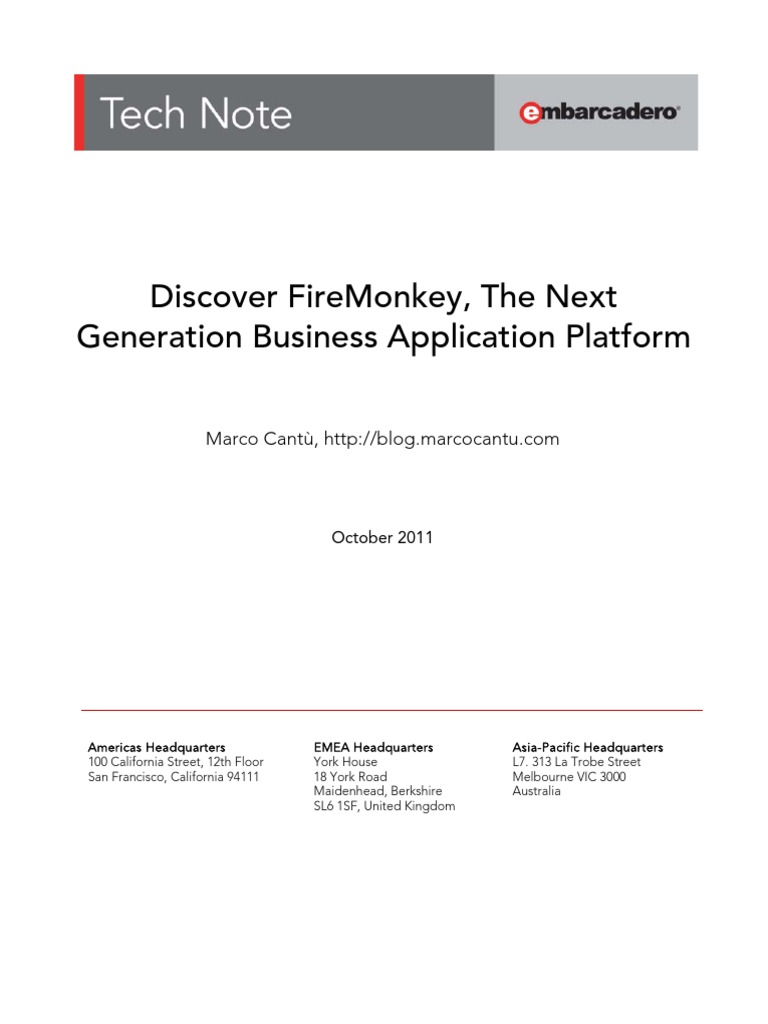 Discover Fire Monkey Whitepaper by Marco Cantu | PDF | Xcode | Ios