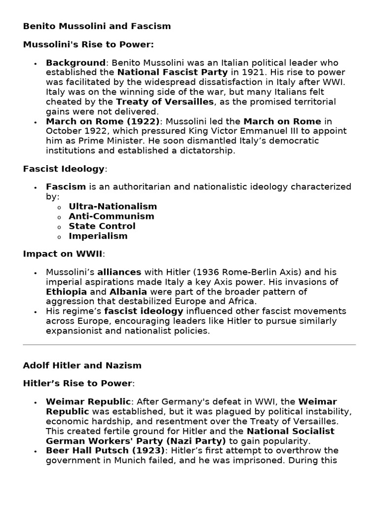 Mussolini and Hitler: Fascism's Rise | PDF | Fascism | Axis Powers
