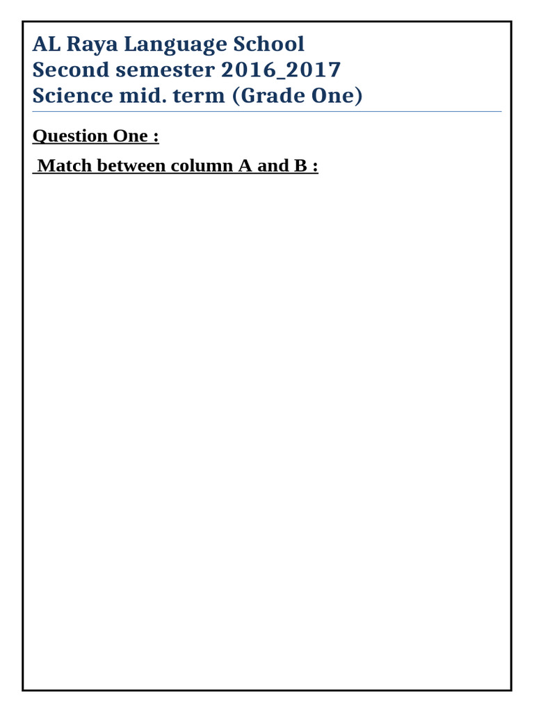 Grade One Science | PDF