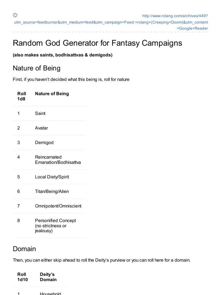 Random God Generator | PDF | Deities | Color