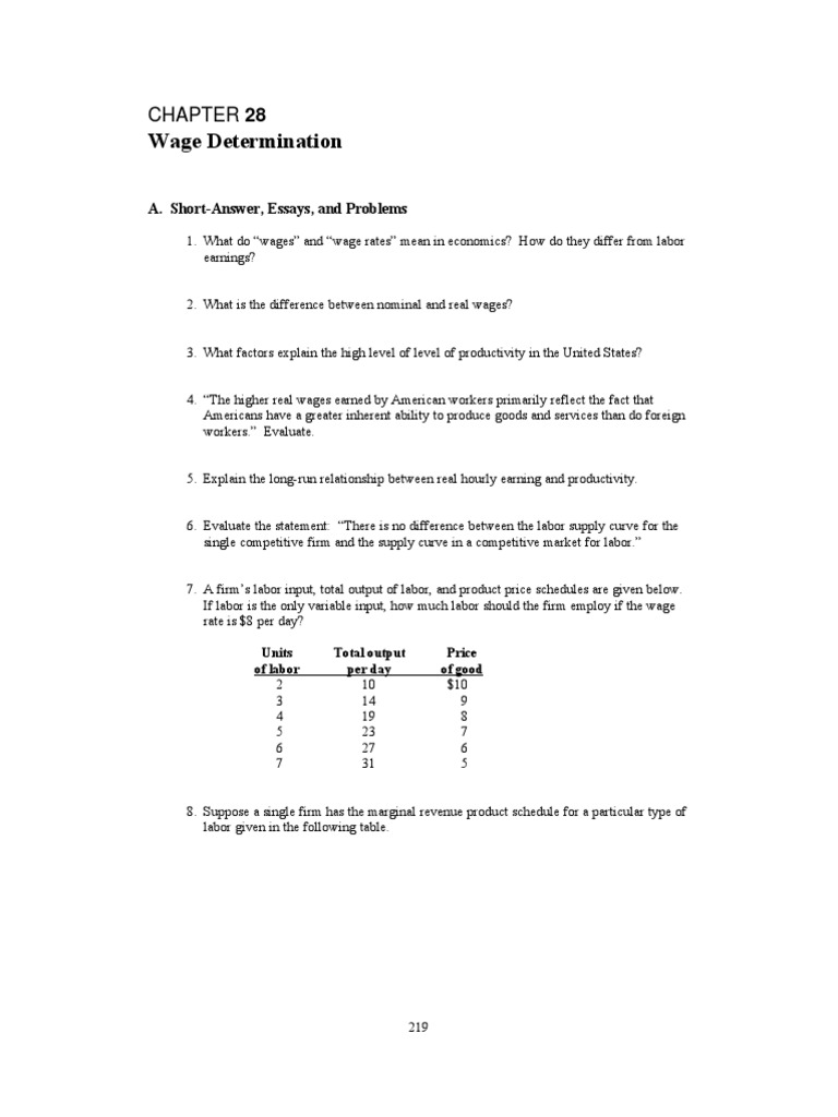 Ch28 Wage Determination | PDF | Labour Economics | Minimum Wage
