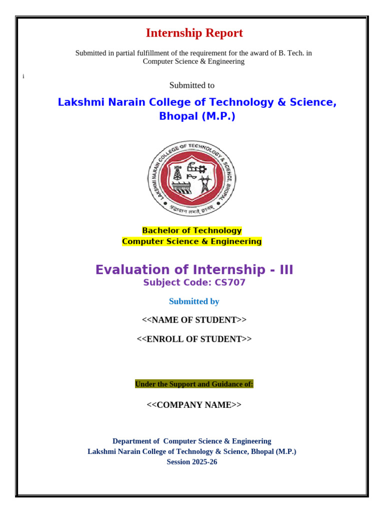 Computer Science Internship Report | PDF