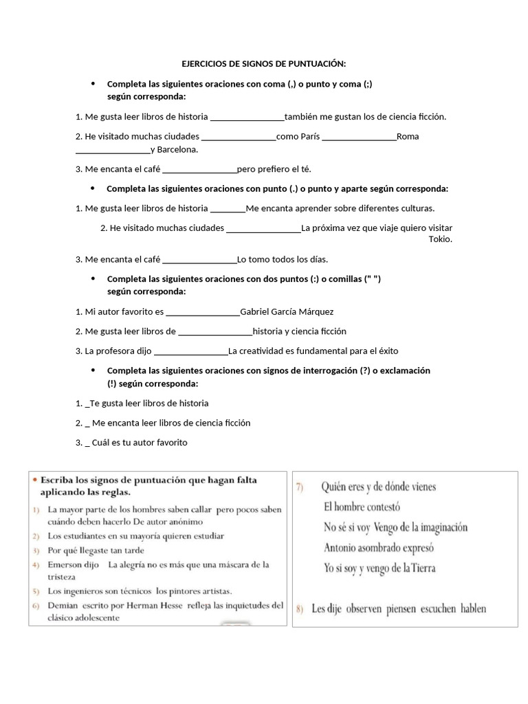 Ejercicios de Signos de Puntuaci-N 1 | PDF