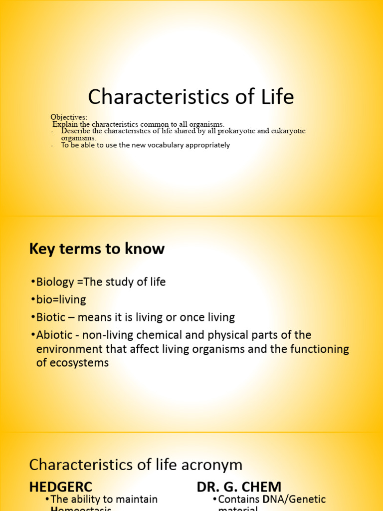 Characteristics of Life | PDF | Reproduction | Cell (Biology)