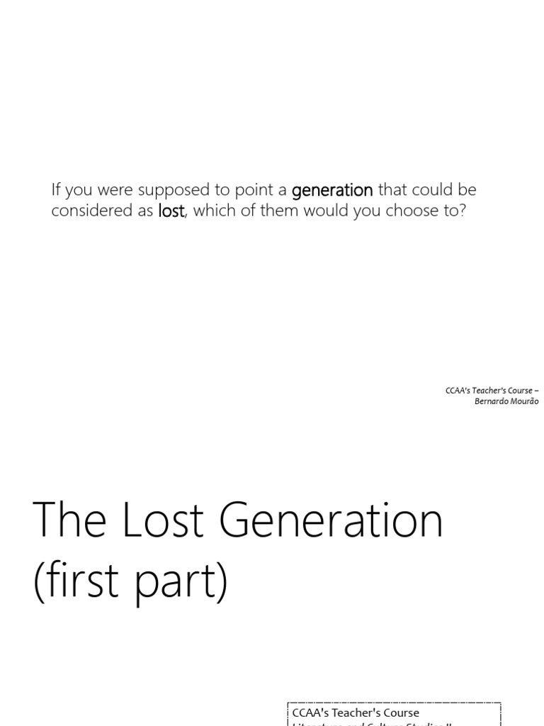 CCAA ILP 4 - The Lost Generation (First Part) Presentation PDF | PDF ...