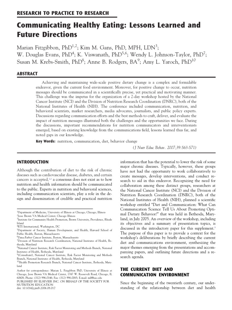 Communicating Healthy Eating Strategies | PDF | Target Audience ...