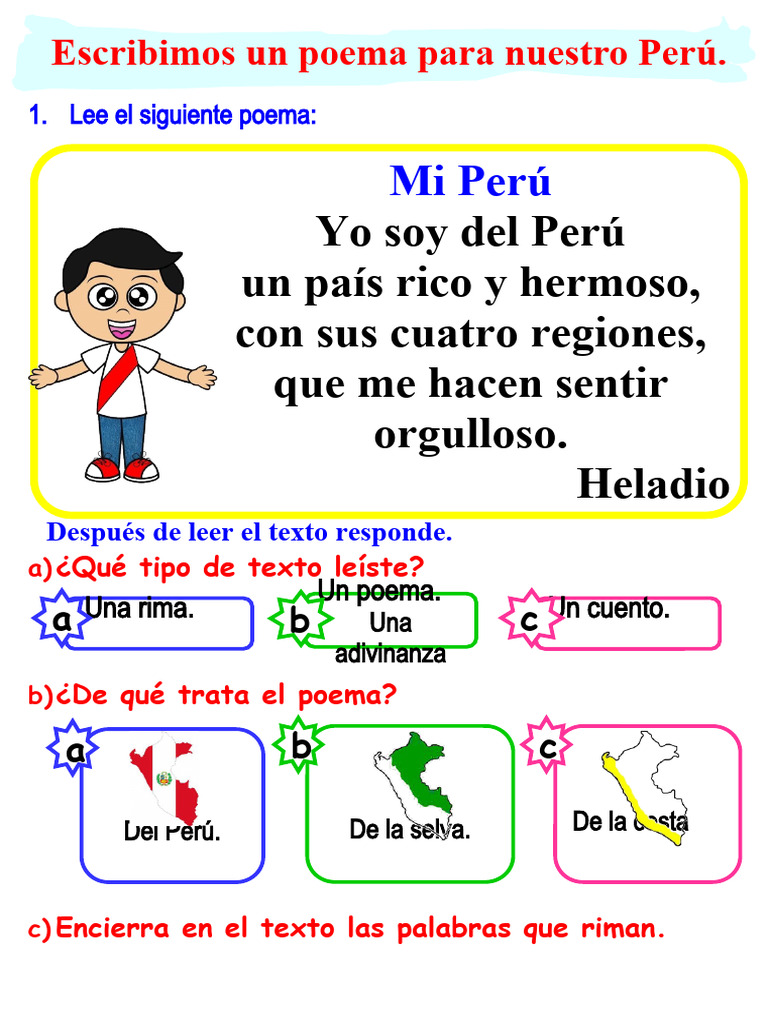 Poema y Actividades sobre el Perú | PDF