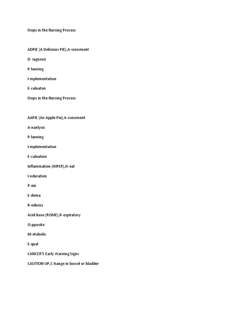 Mnemonics | PDF | Heart Failure | Myocardial Infarction