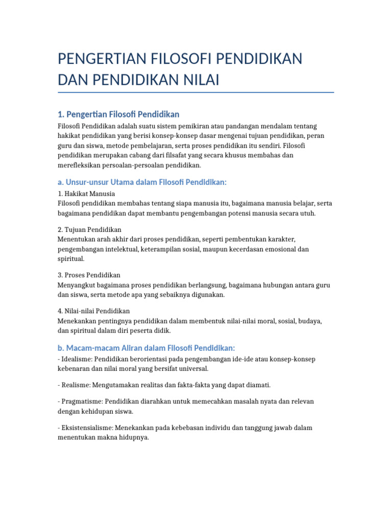 Filosofi dan Pendidikan Nilai Siswa | PDF