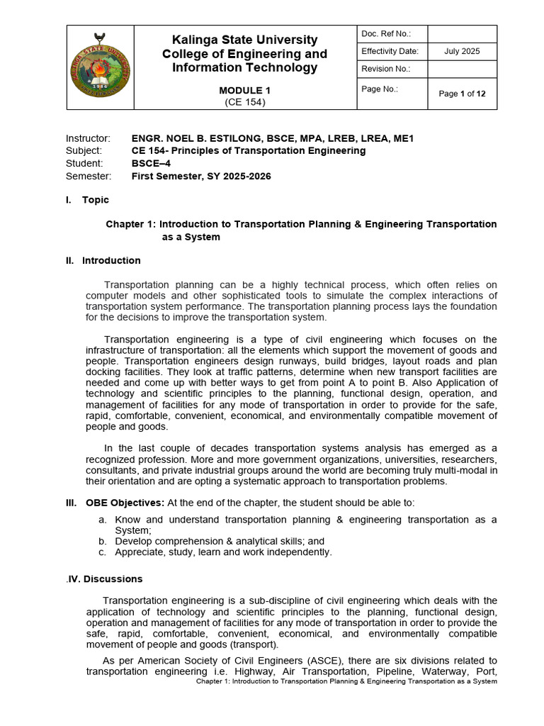 Introduction to Transportation Engineering | PDF | Transportation ...