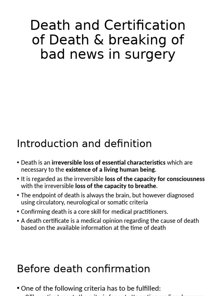 Death and Certification of Death | PDF | Death | Cardiopulmonary ...