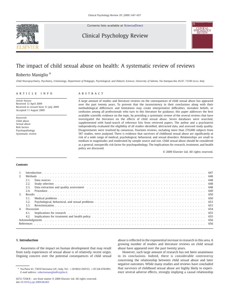 Effects of Child Sexual Abuse on Health | PDF | Effect Size ...