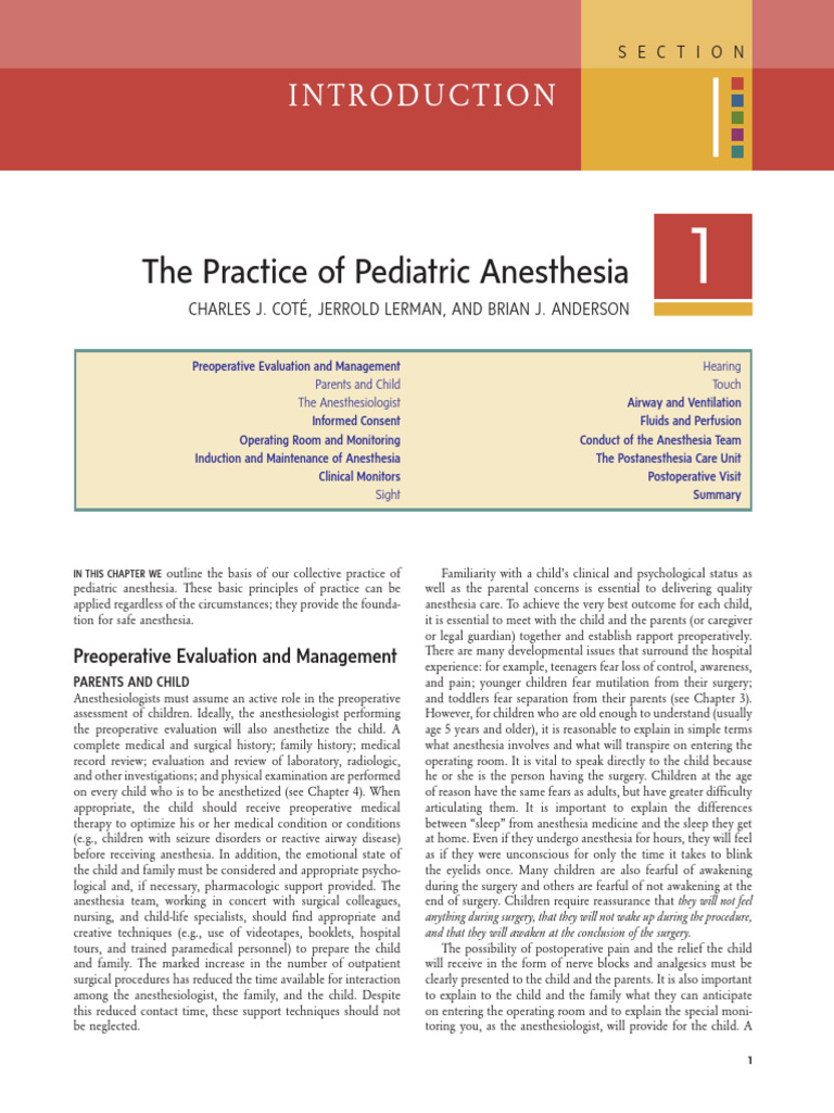 01.-The Practice of Pediatric Anesthesia | PDF | Anesthesia ...