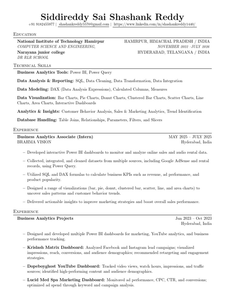 Shashank Resume | PDF | Analytics | Data