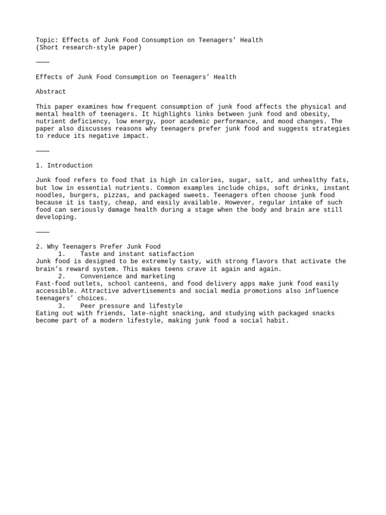 Junk Food | PDF