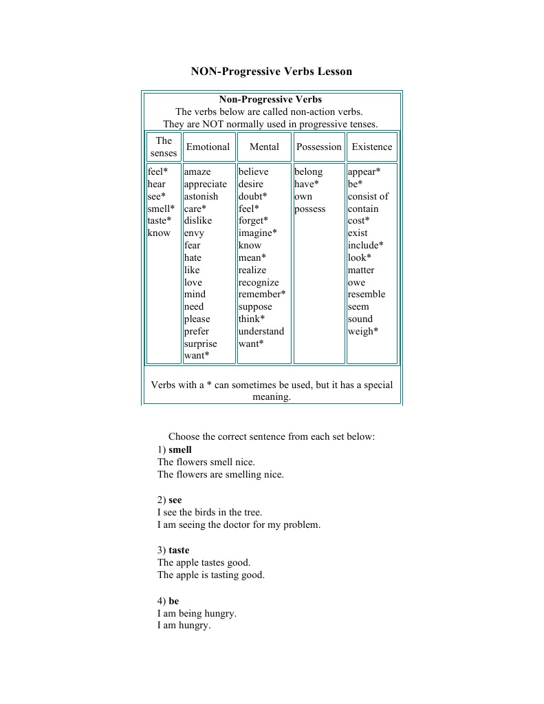 Non Progressive Verbs | PDF | Language Mechanics | Linguistic Typology