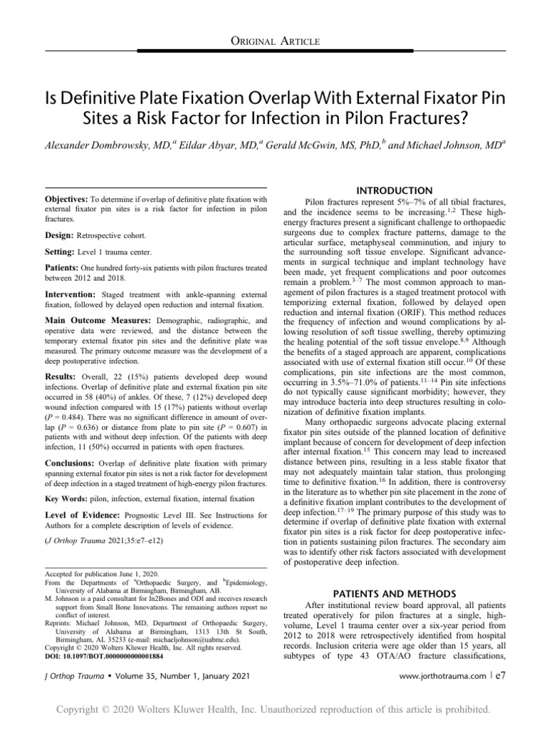 Is Definitive Plate Fixation Overlap With External.12 | PDF | Wound ...