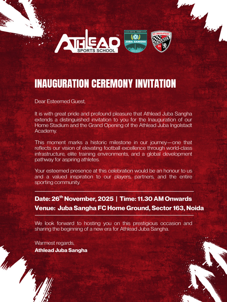 Athlead Juba Stadium Inauguration Invite | PDF