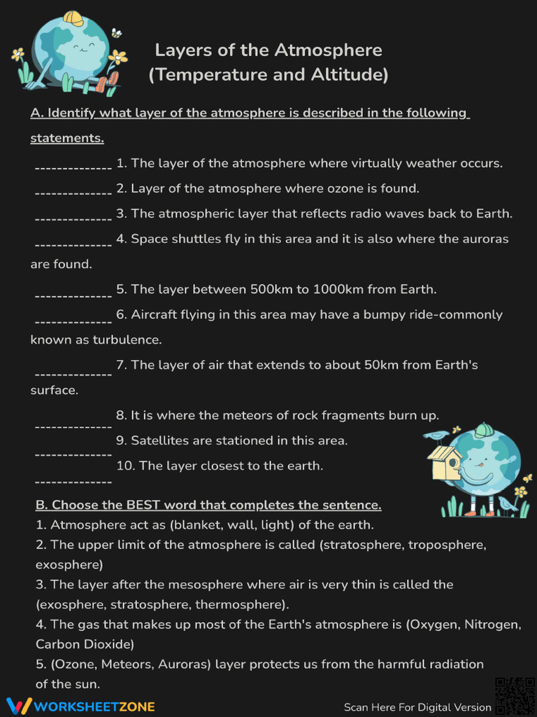 Atmosphere - Temperature and Altitude Worksheet | PDF
