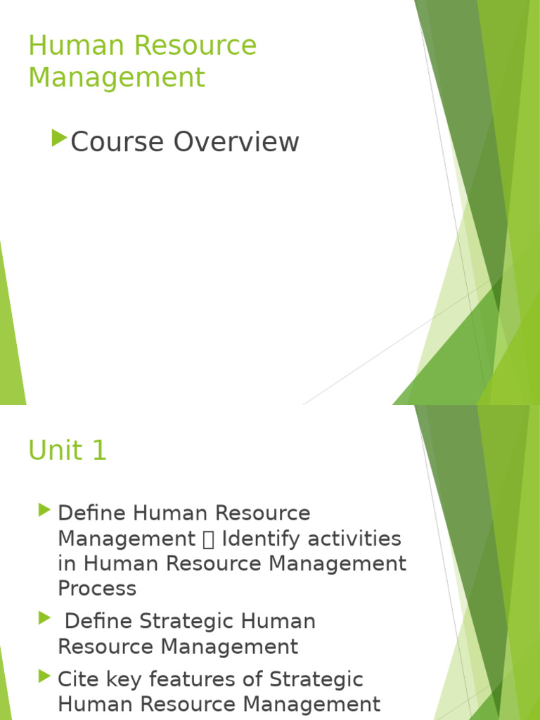 Introduction To Human Resources Unit 1 | PDF | Human Resource ...