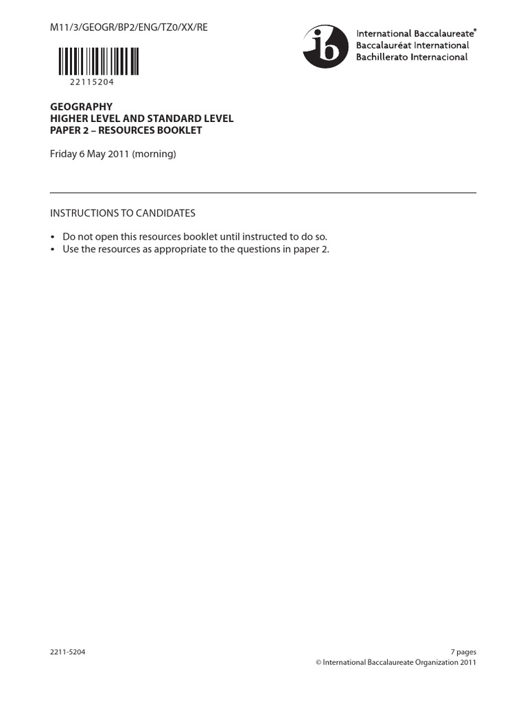 IB Geography Paper 2 Resources Booklet | PDF | Physical Geography ...
