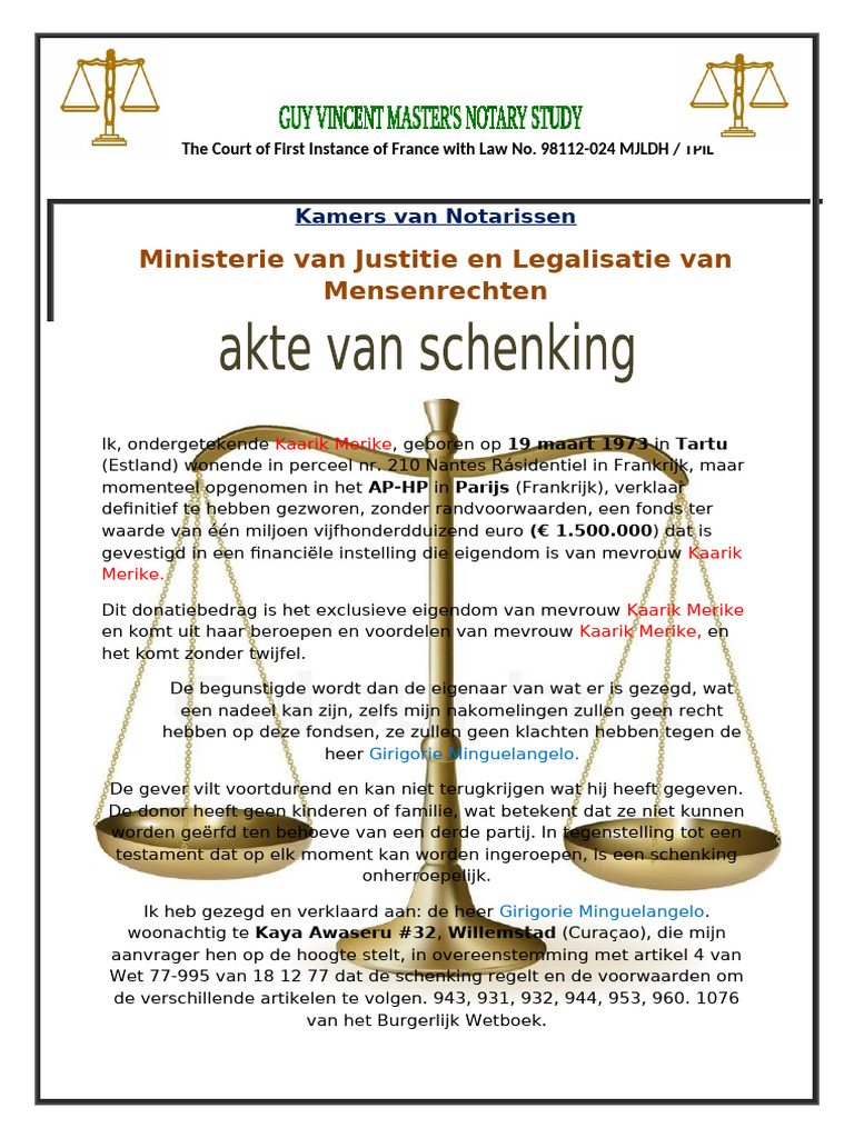 Akte Van Schenking Heer Girigorie | PDF