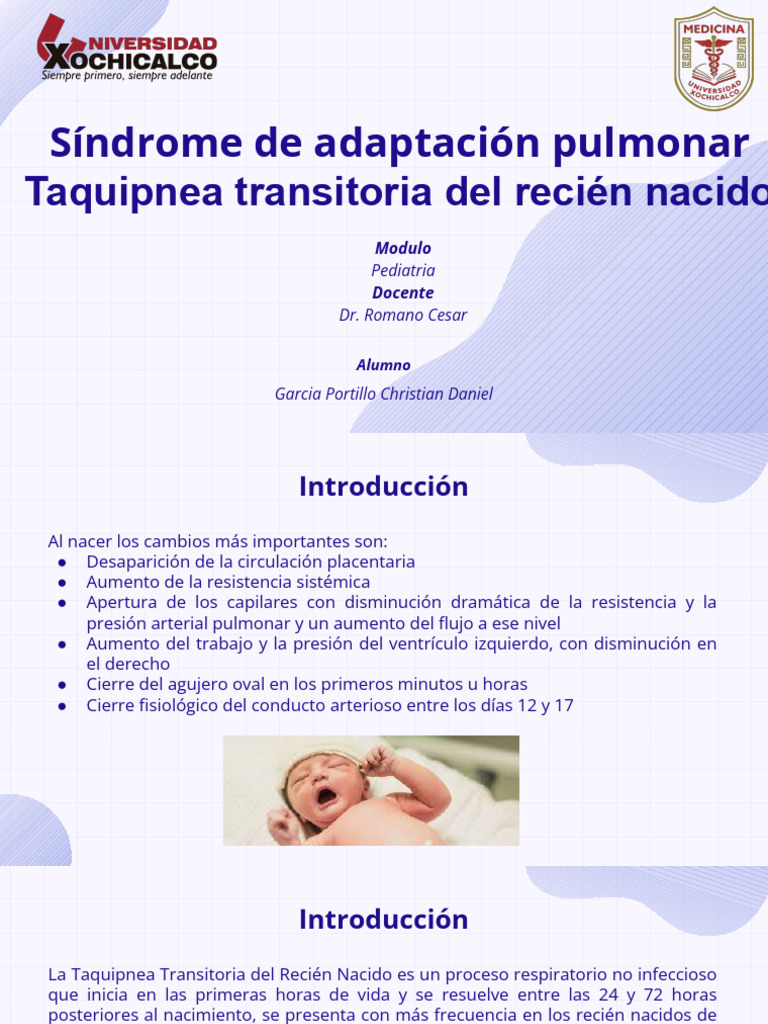 Taquipnea Transitoria en Recién Nacidos | PDF | Pulmón | Respiración