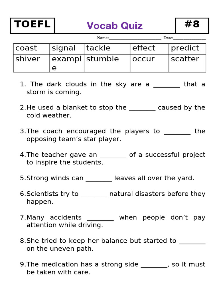 R6TOEFL Vocab Quiz #8 | PDF