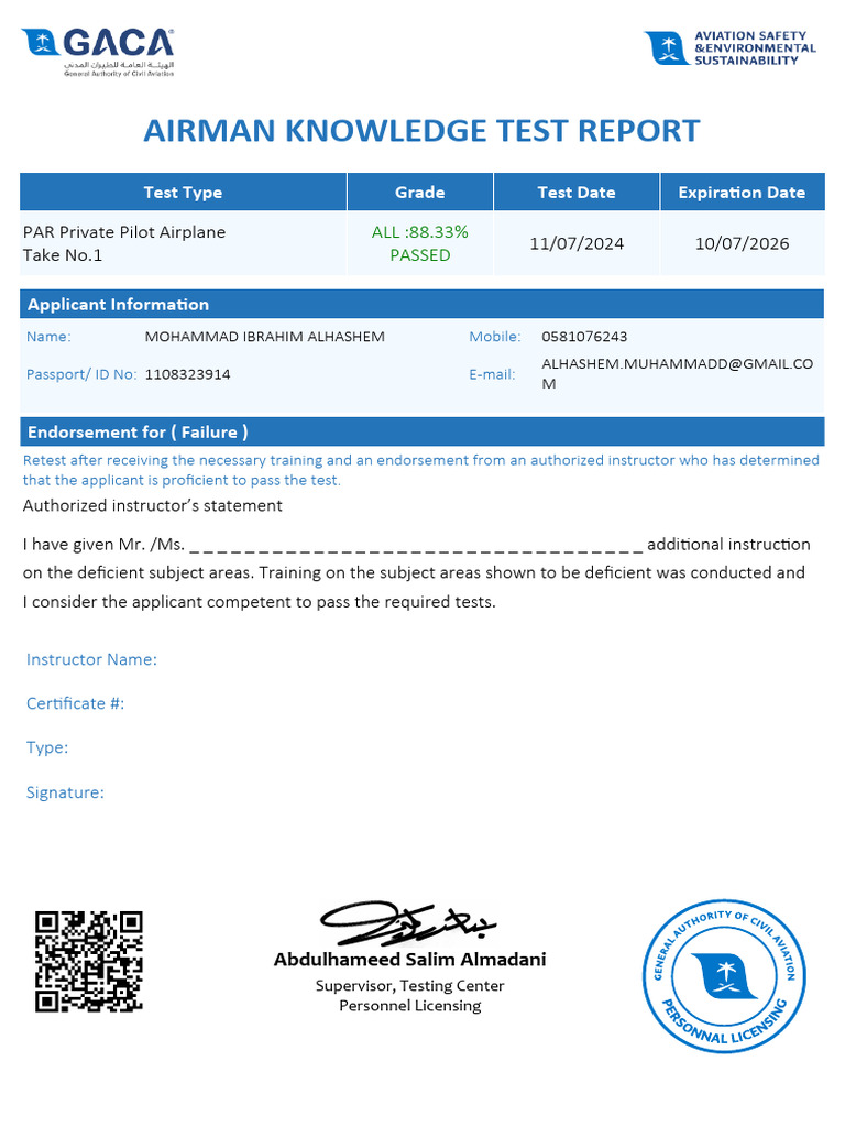 Private Pilot Test Report Summary | PDF