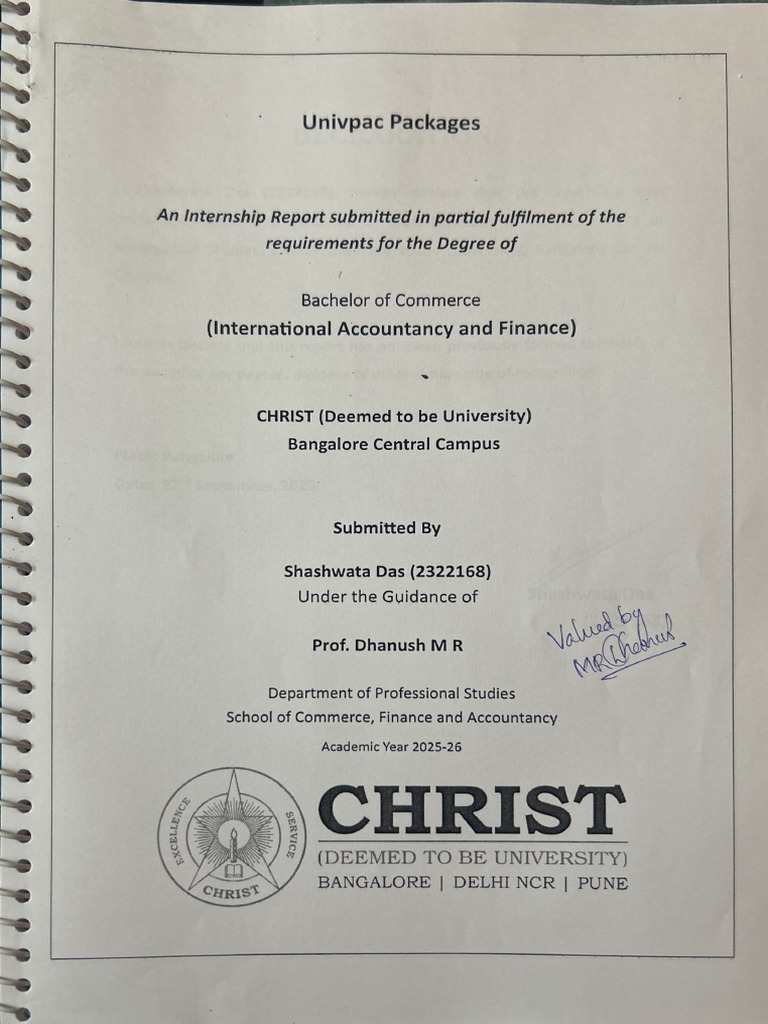 Shashwata Das 2322168 Internship Report | PDF