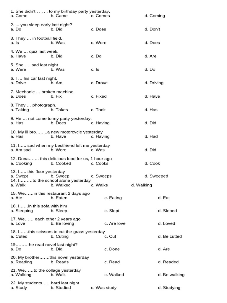 Simple Past Tense | PDF