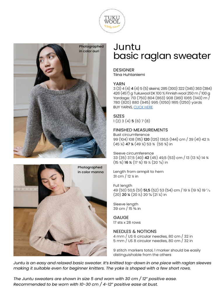 Raglansweater | PDF | Knitting | Basic Knitted Fabrics
