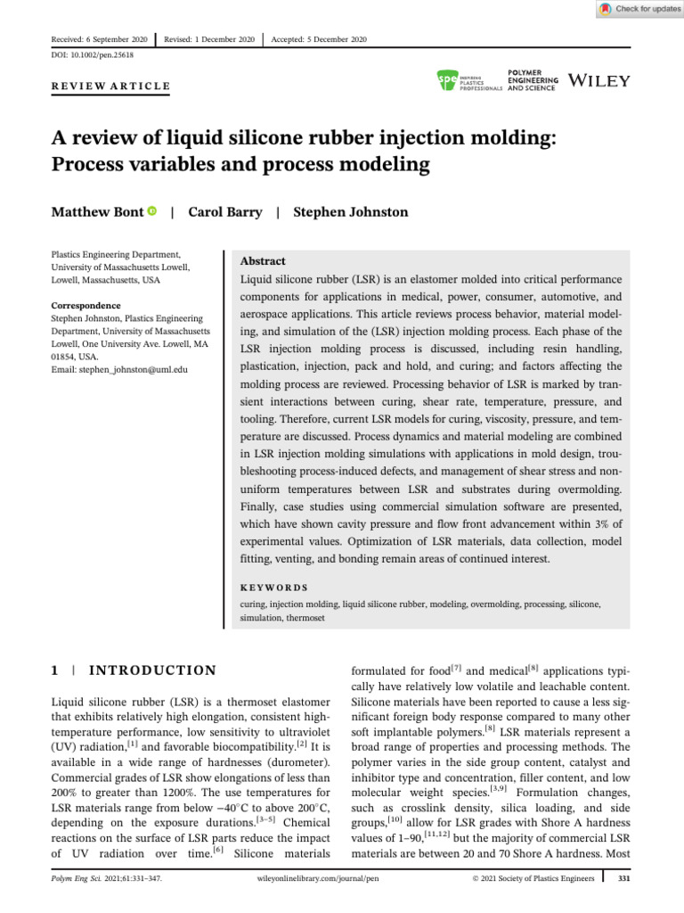 08-Polymer Engineering Sci - 2021 - Bont - A Review of Liquid Silicone ...