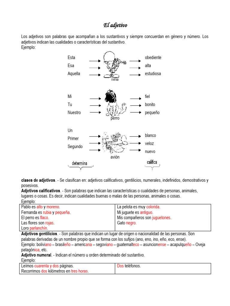 Tipos y Ejemplos de Adjetivos | PDF | Adjetivo | Sustantivo