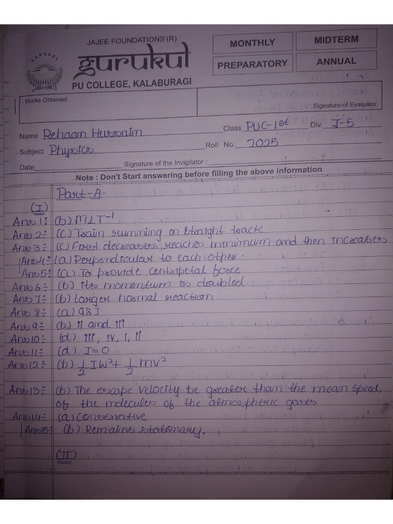 Physics Board Paper Solution | PDF