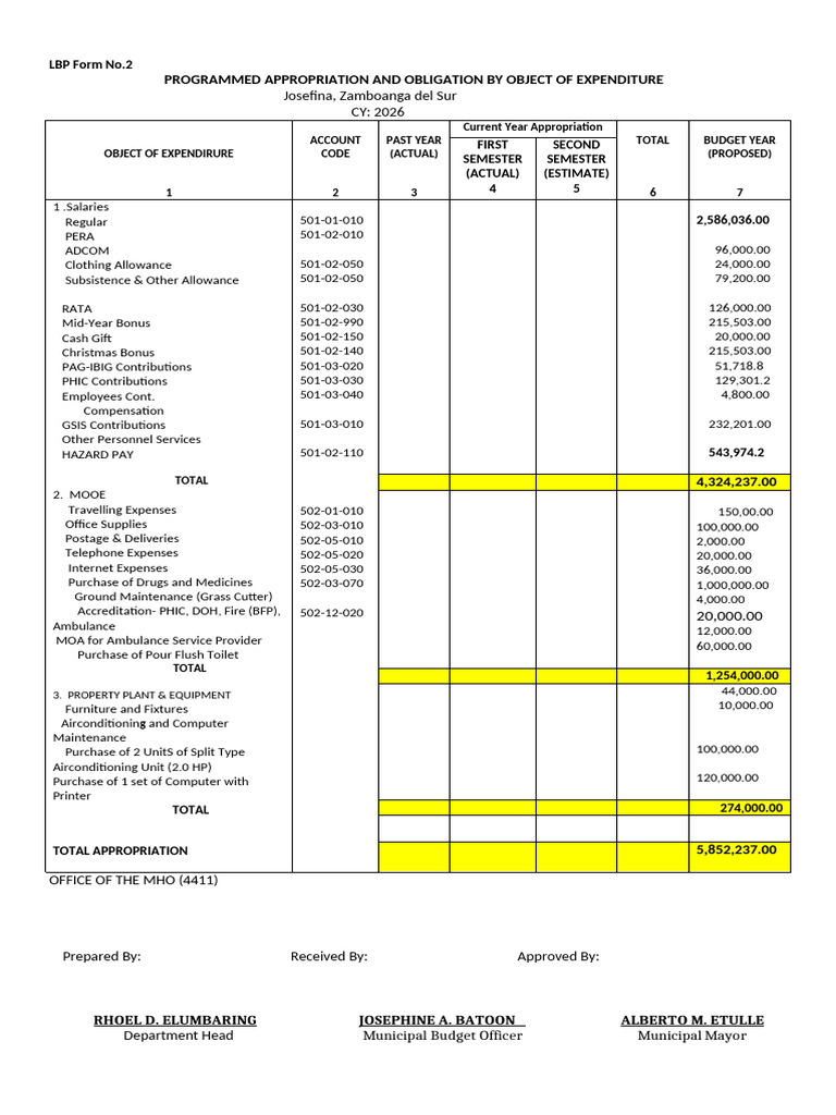 LBP FORM 2 CY 2026 | PDF