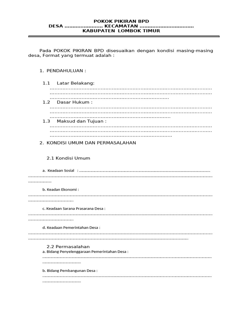 Pokok Pikiran BPD 2024 Lotim | PDF