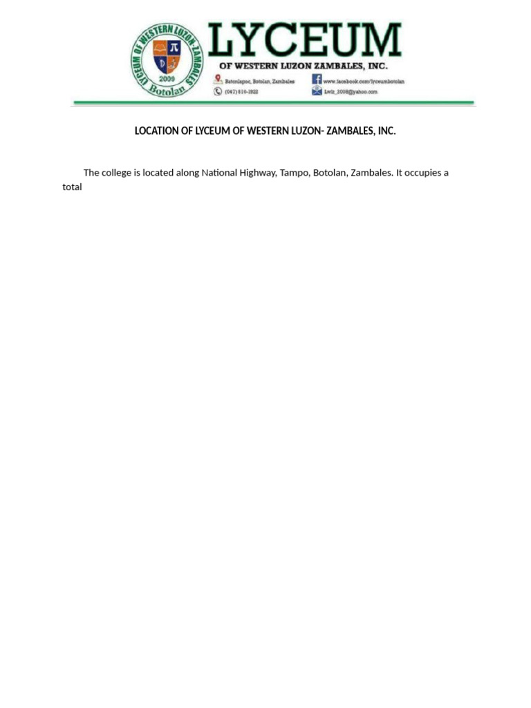 Location of Lyceum of Western Luzon | PDF | Government Finances | Economies