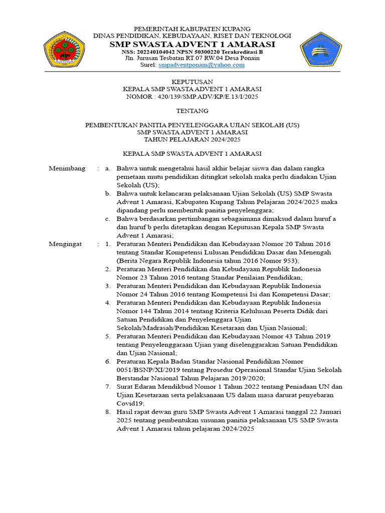 SK Panitia US 2024-2025 | PDF