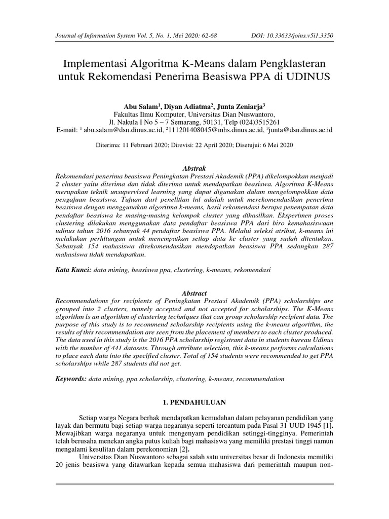 Implementasi Algoritma K Means Dalam Pen | PDF